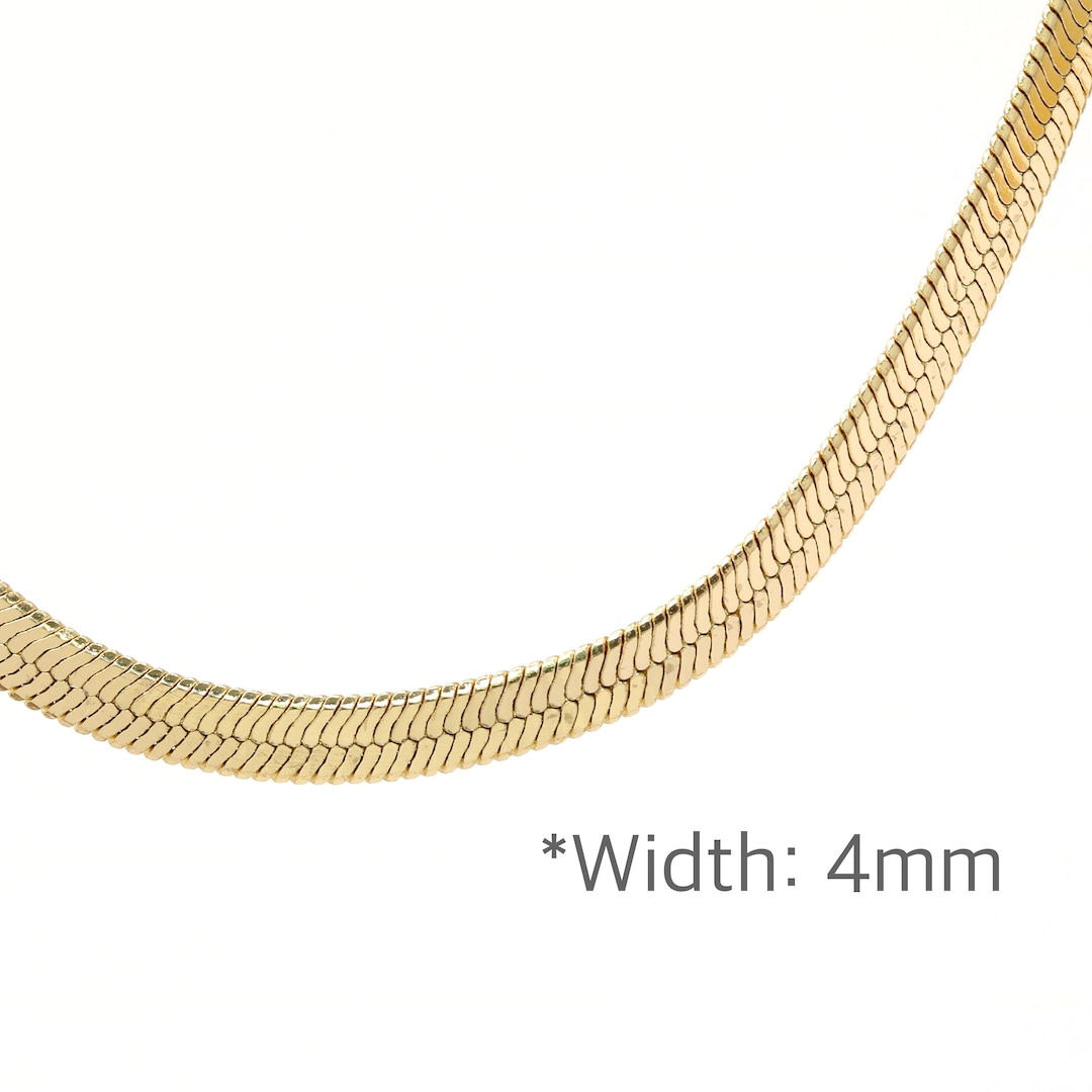 18K Gold Filled Choker, Herringbone Chain Choker Gold, Snake Chain Necklace, Herringbone Choker ...