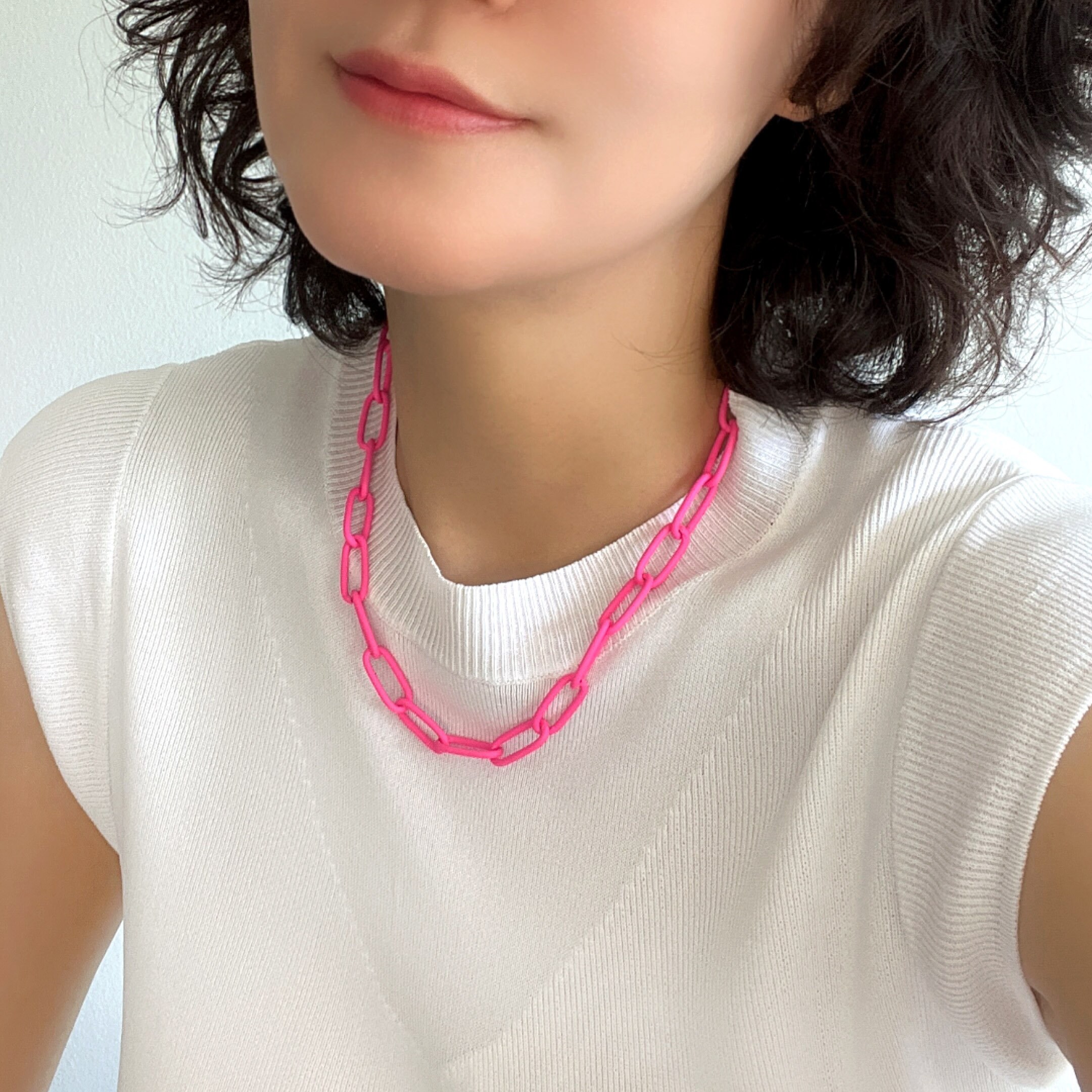 Neon Yellow Necklace, Paperclip Chain Necklace, Oversized Chain ...