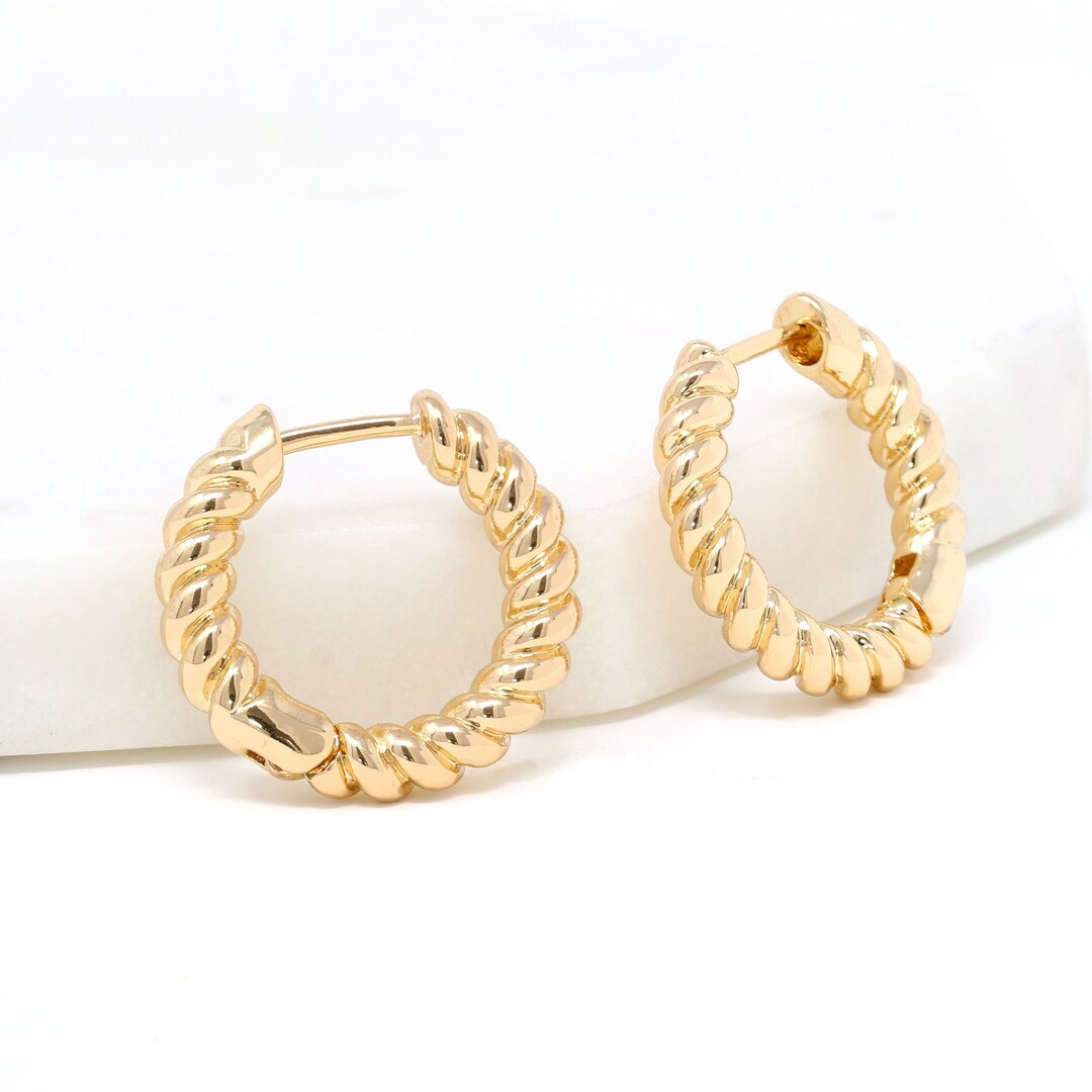 20mm Twist Texture Huggie Earrings, Modern Huggie Earrings, Stacking ...