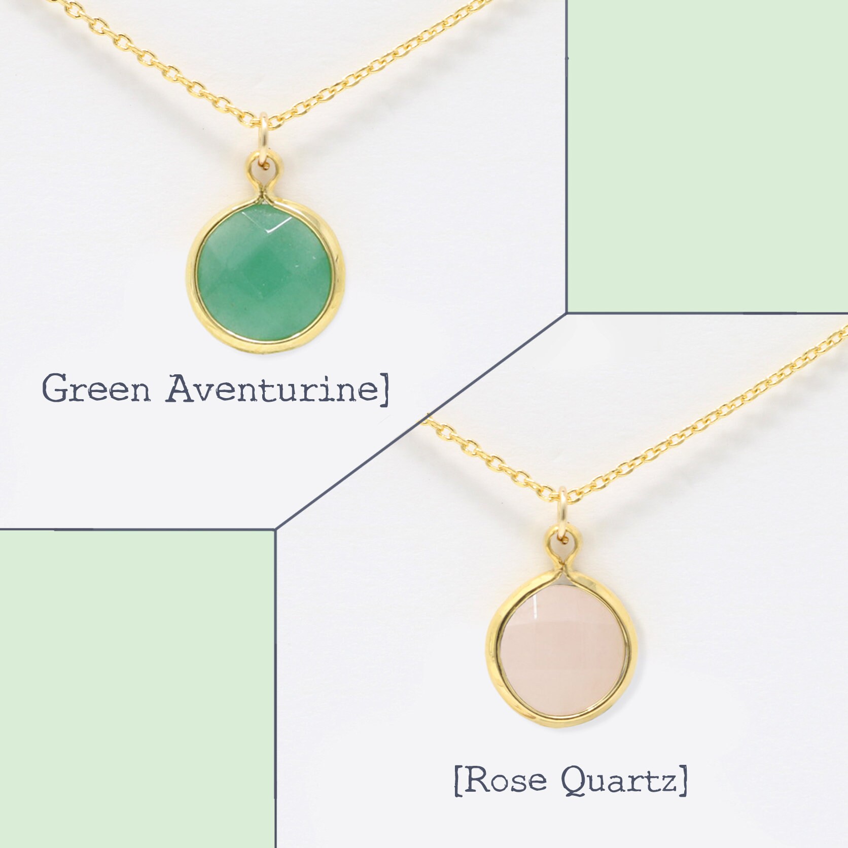 Rose Quartz Stone Necklaces, Circle Short Necklace, Gifts for Her ...