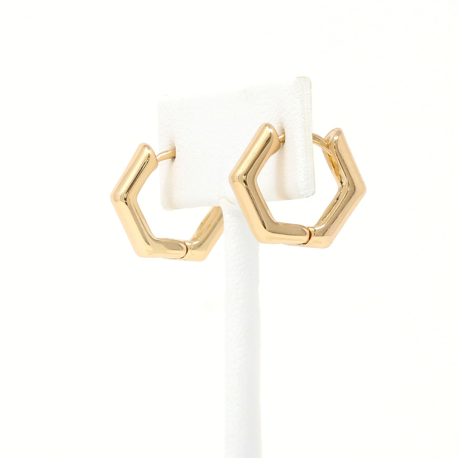 Hexagon Huggie Earring Stacking Huggie Earring Simple | Etsy