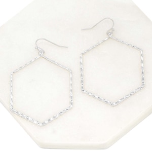 Hexagon Earring Dangle, Geometric Earring, Lightweight Earring, Polygon ...