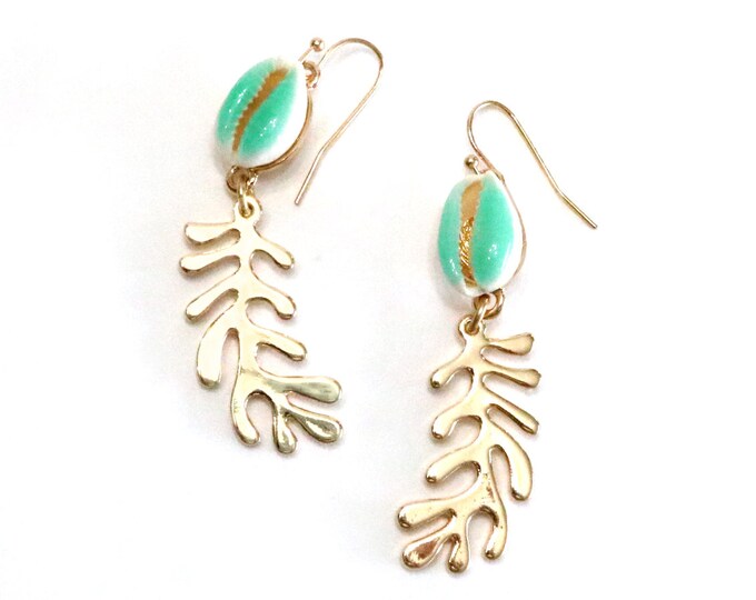 Cowrie Shell Drop & Dangle Earrings, Sea Shell Simple Earring, Everyday ...