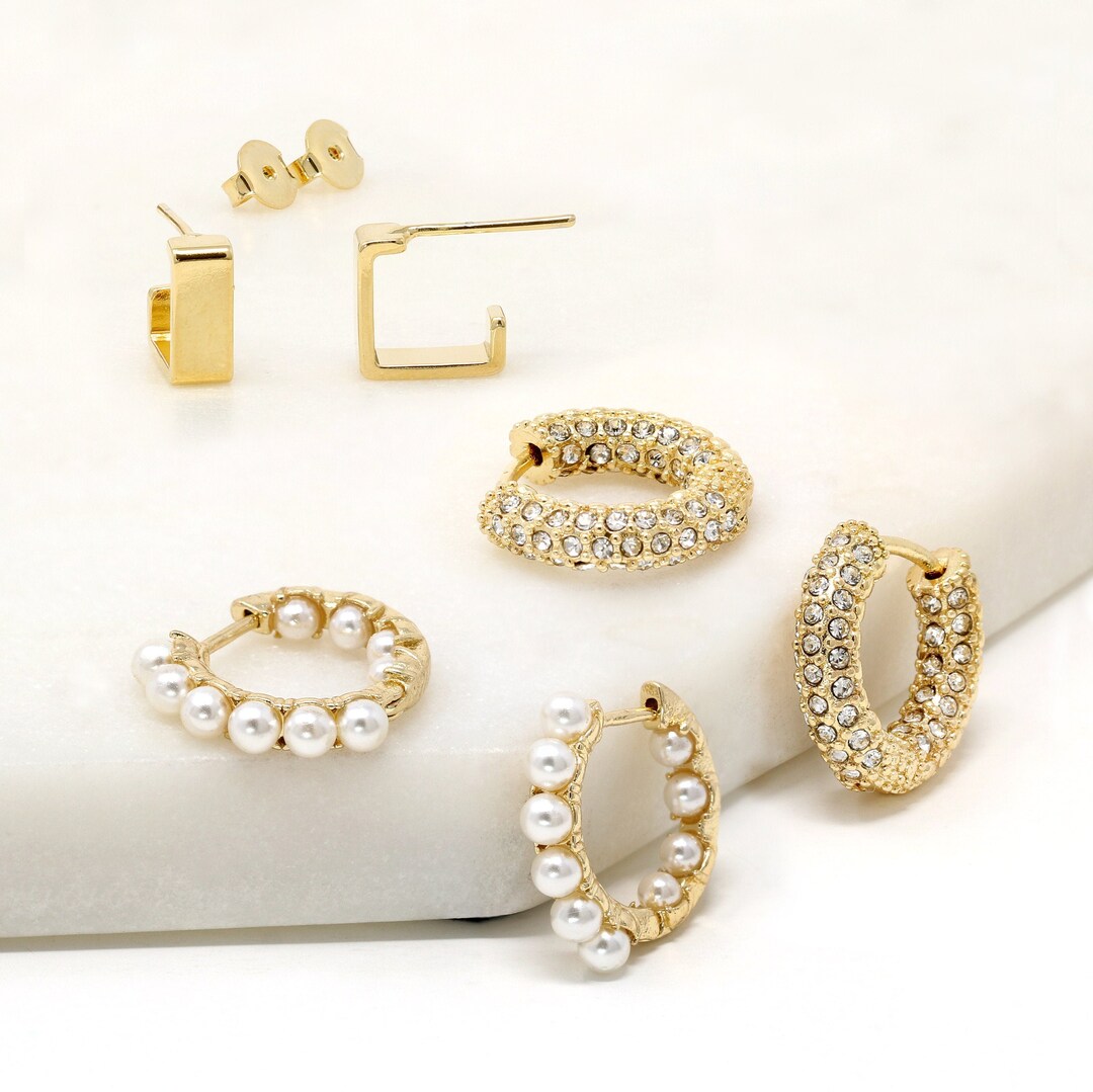 Modern Huggie Earring, 3 Pair Set, Huggie Hoop, Hugger, Stacking ...