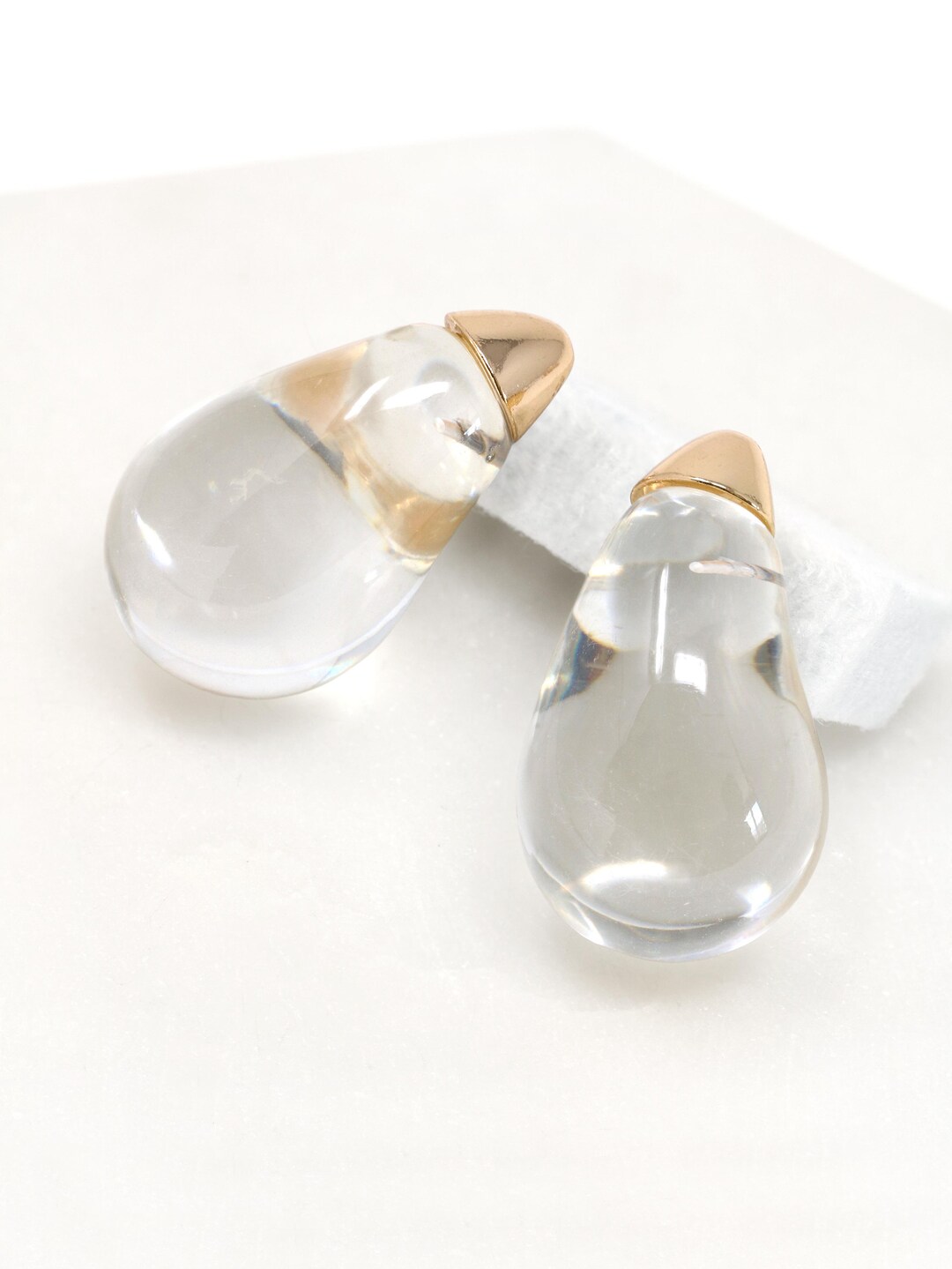 Lucite Teardrop Earrings, Clear Lucite Earrings, Puffy Teardrop ...