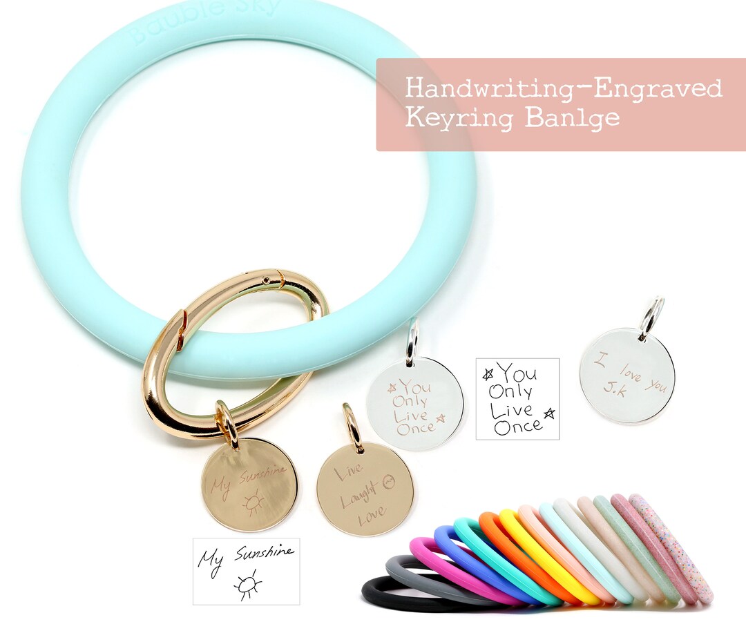 Key Chain Bracelet, Handwriting Jewelry, Keyring Personalized, Monogram ...