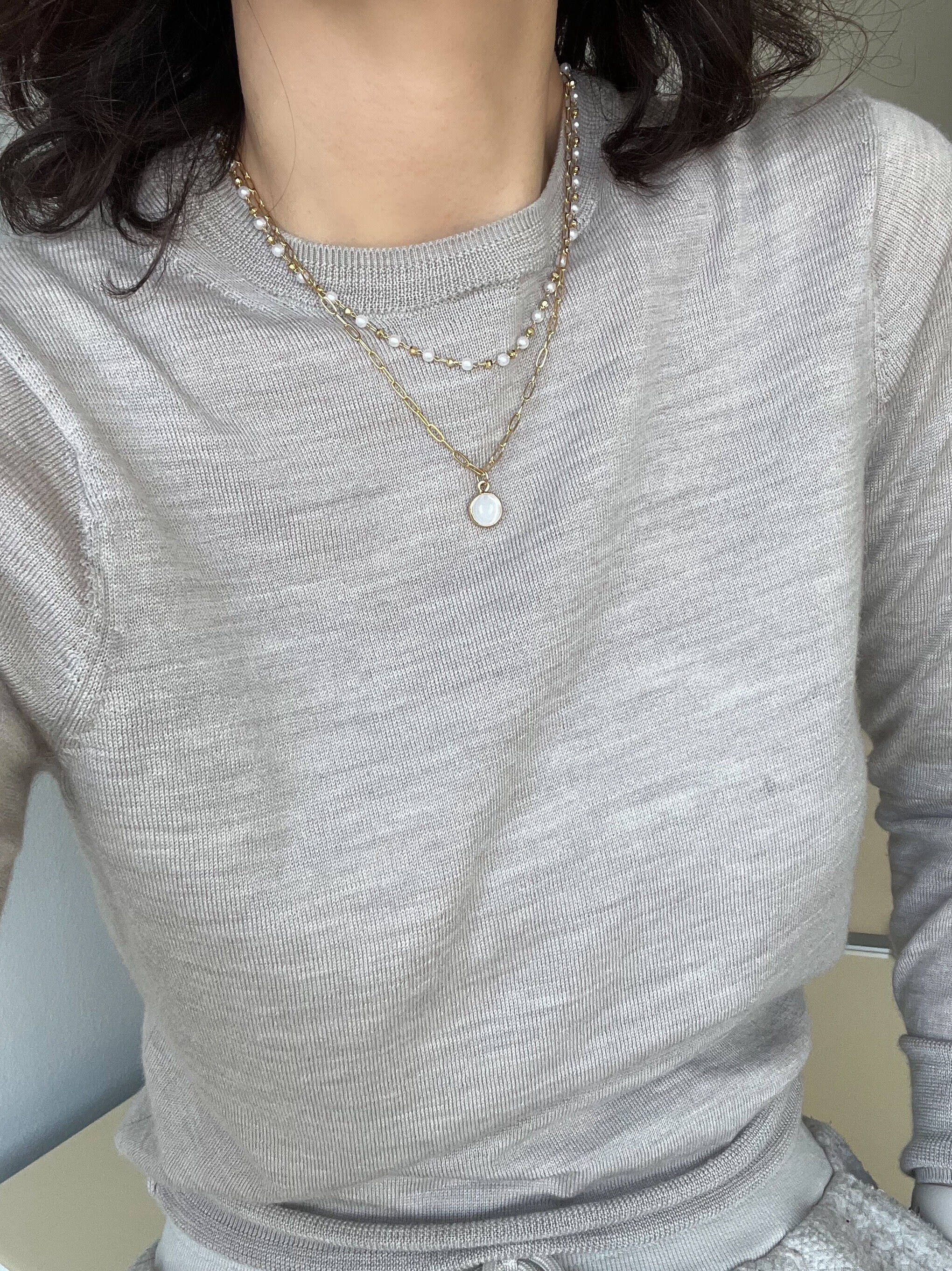 Pearl Double Layered Necklace Set With A Detangler Clasp, Mother of ...