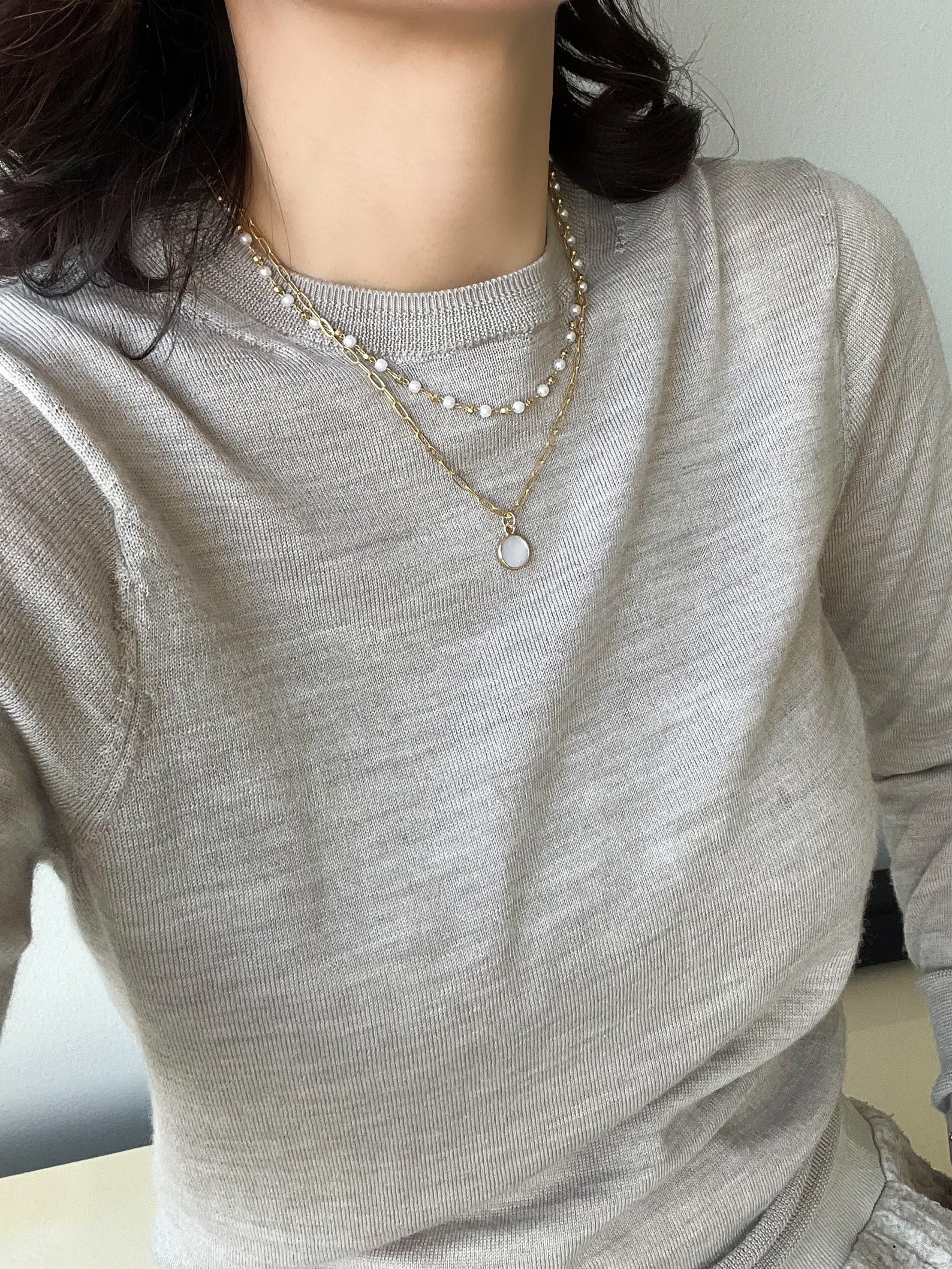 Pearl Double Layered Necklace Set With A Detangler Clasp, Mother of ...