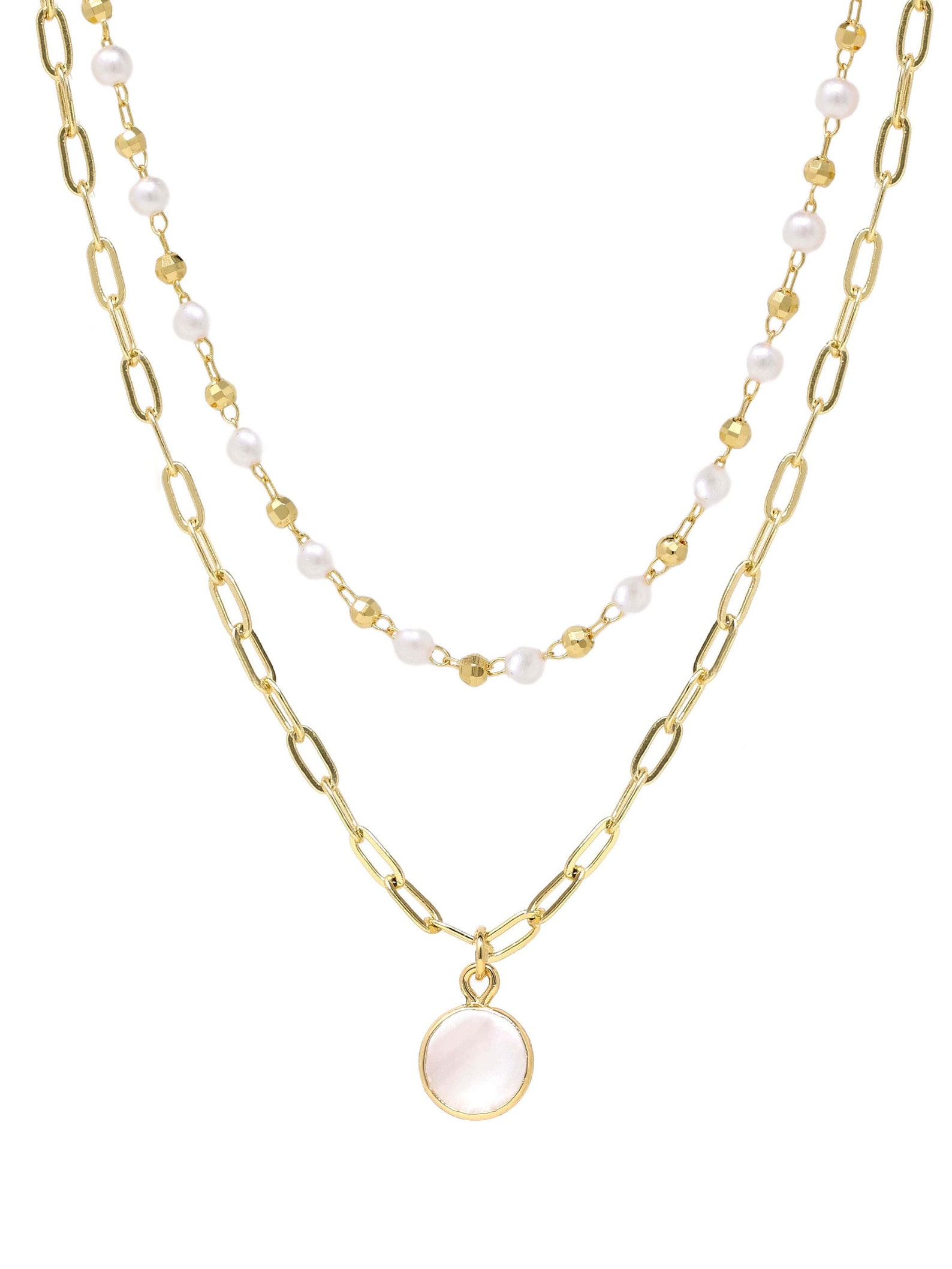Pearl Double Layered Necklace Set With A Detangler Clasp, Mother of ...