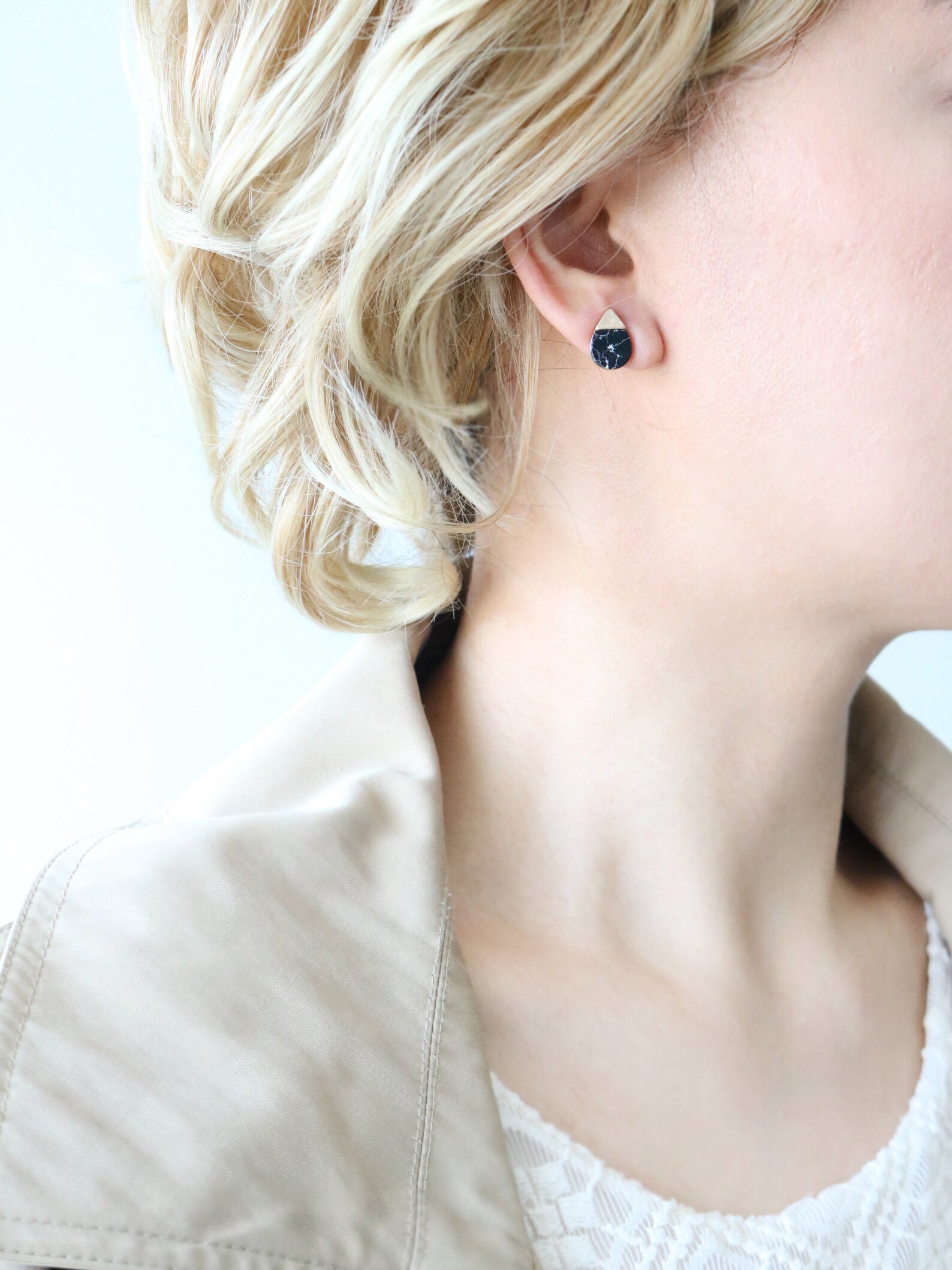 Small Semi-precious Stone Teardrop Stud Earrings, Tiny Stone Earrings ...