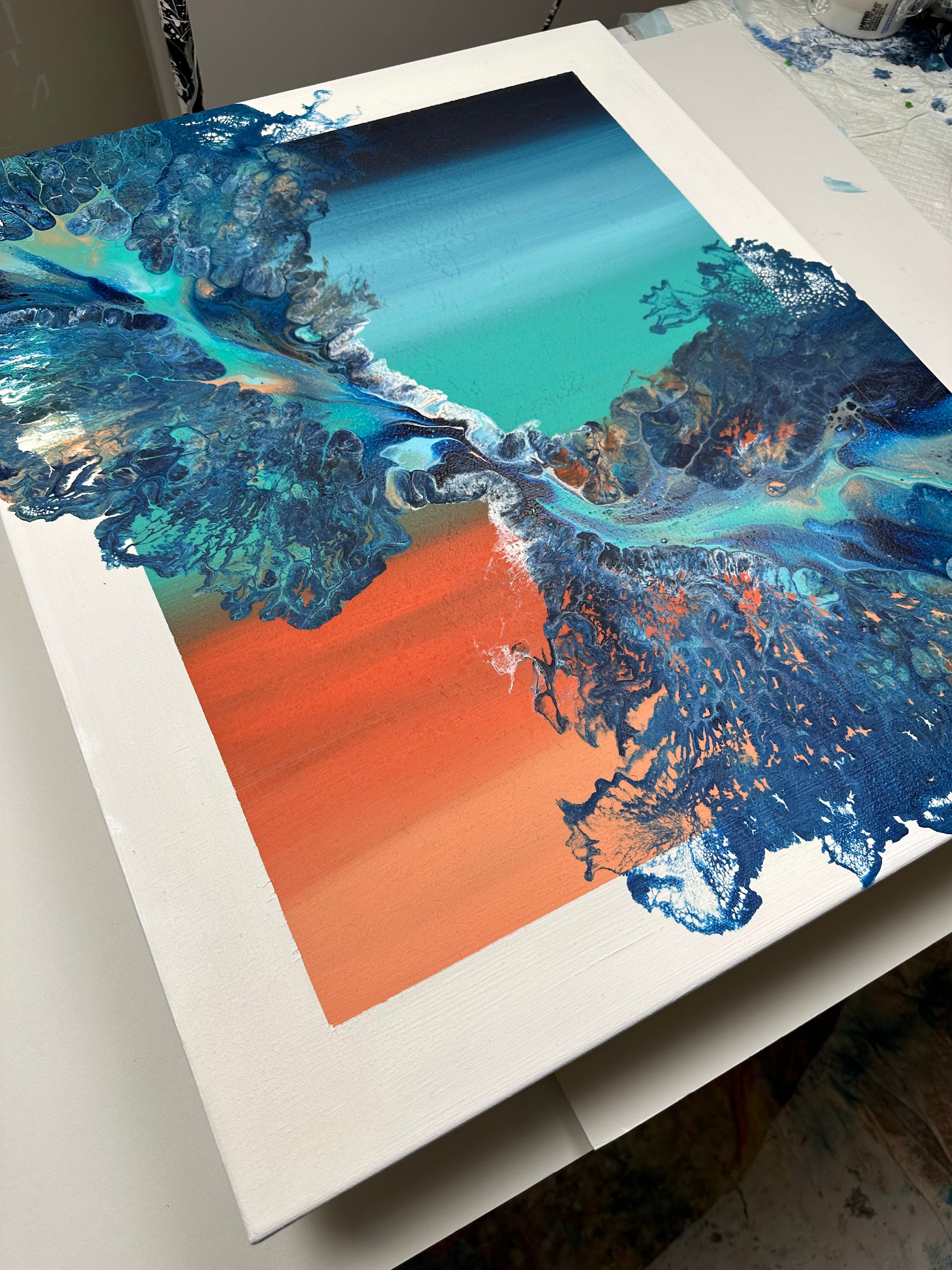 Beautiful Gradient Background Orange, Aqua Green, and Blue Abstract ...