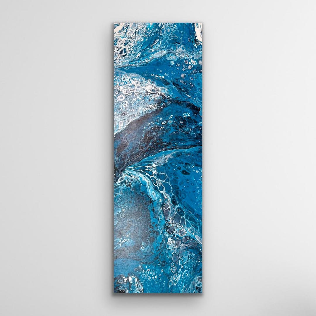 Beautiful Ocean Waves Inspired Coastal Decor Fluid Art Acrylic Pour ...