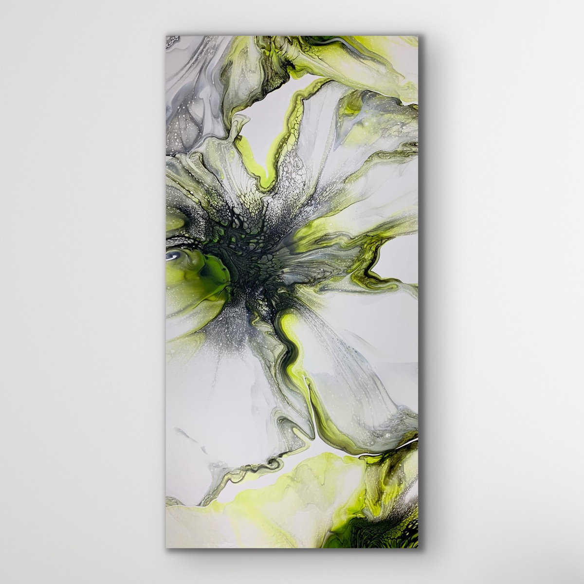 Lime Green And Black Abstract