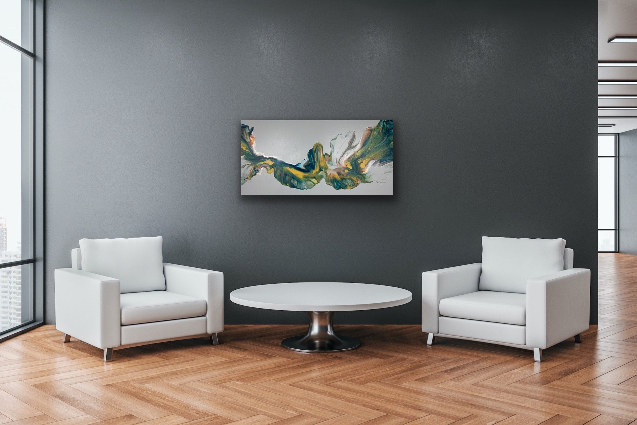 Beautiful Mid-century Modern Inspired Colors Abstract Fluid Acrylic ...
