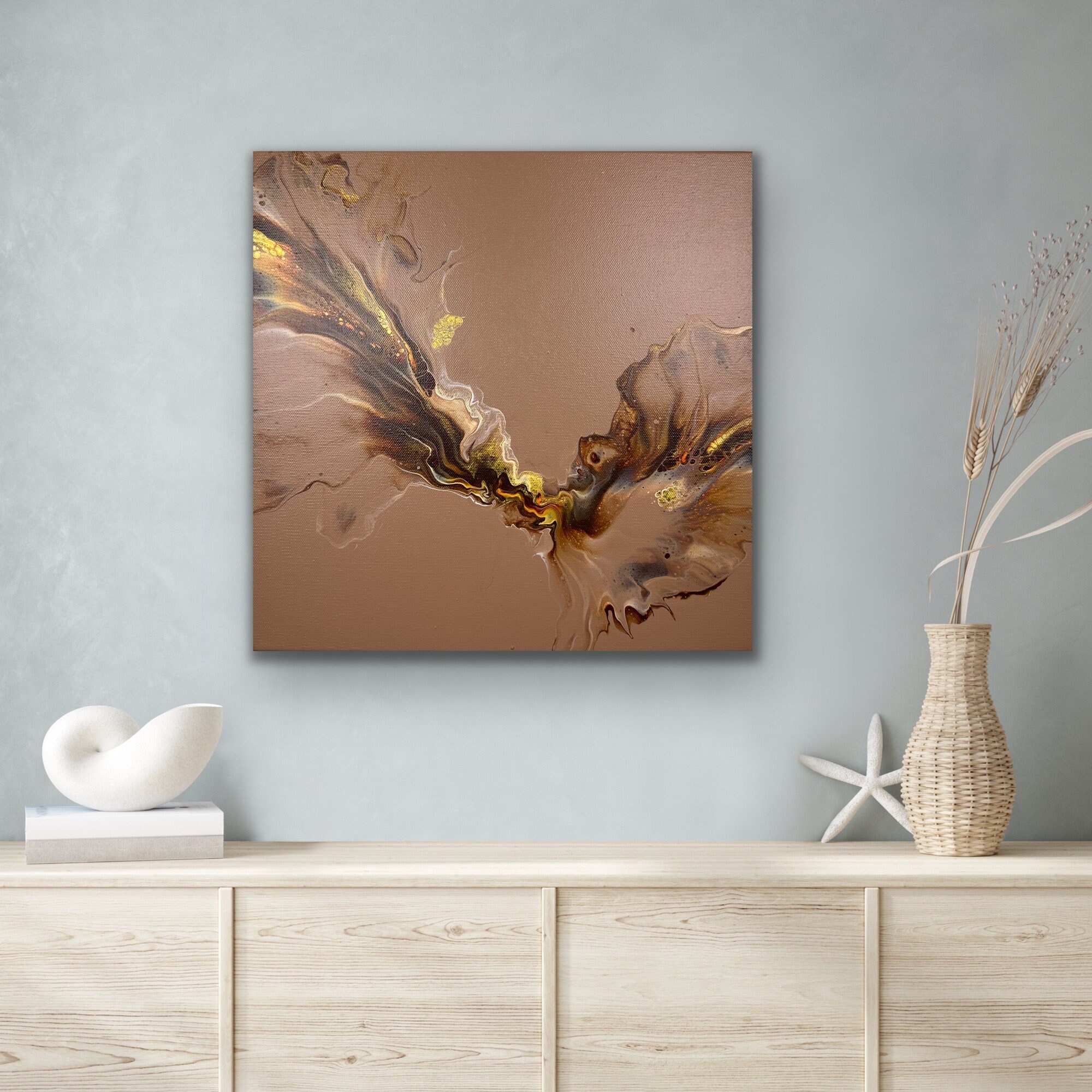 Beautiful Brown and Gold Coffee and Chocolate Inspired Abstract Fluid ...