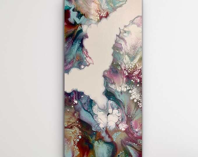 Beautiful Jade, Plum, Tan, and Light Blue-grey Abstract Fluid Art ...