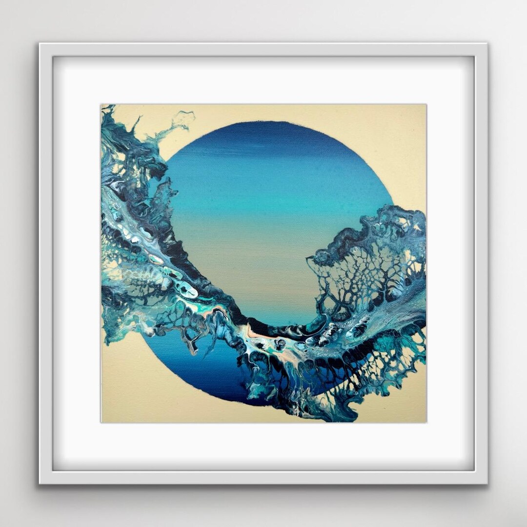 Shades of Blue and Beige Gradient Background Dutch Pour Fluid Acrylic ...