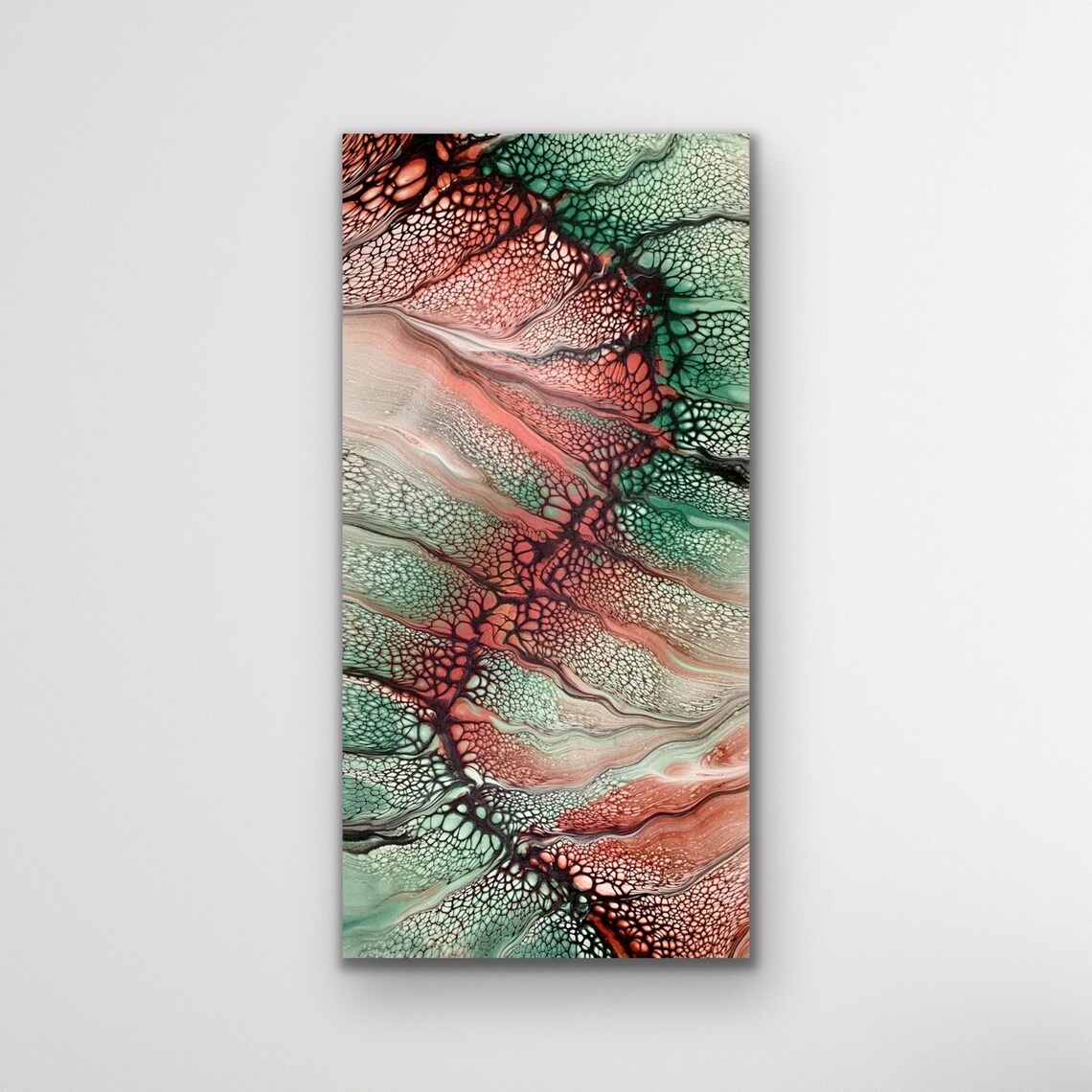 Stunning and Modern Merlot and Green Abstract Fluid Art Acrylic Pour ...