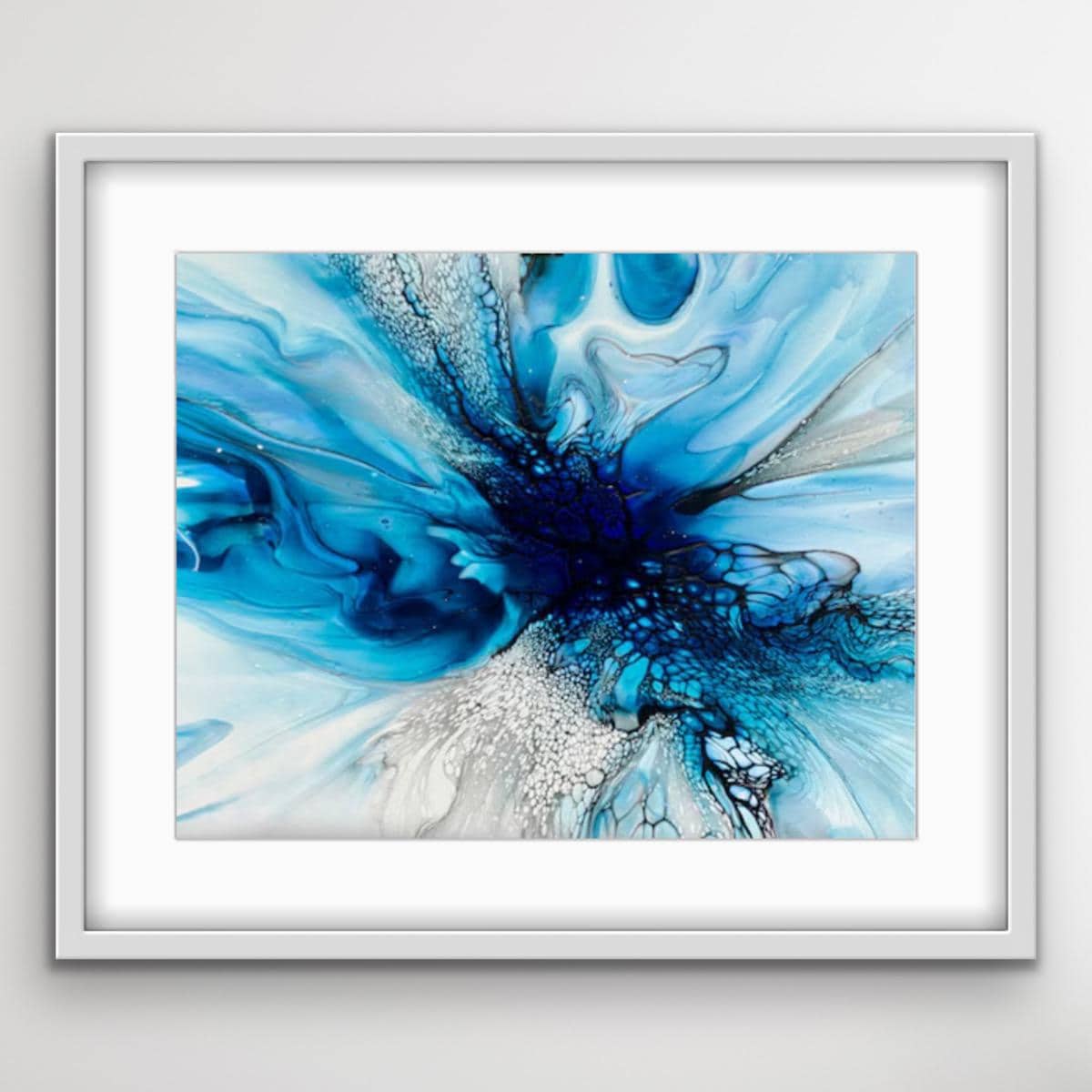 Stunning Shades of Blue Abstract Fluid Art Giclee Poster/print. Acrylic ...
