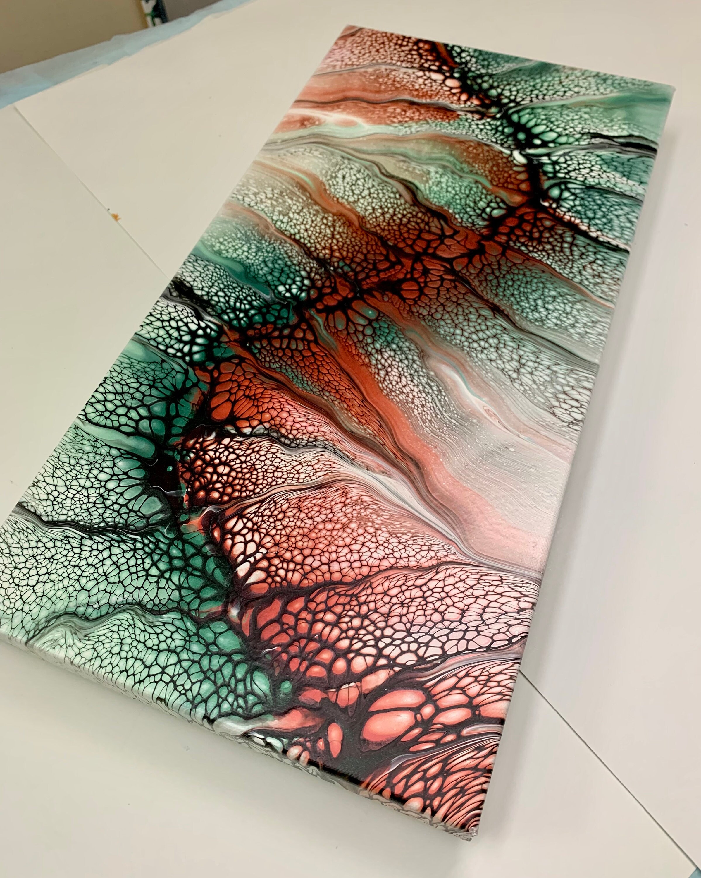 Stunning and Modern Merlot and Green Abstract Fluid Art Acrylic Pour ...