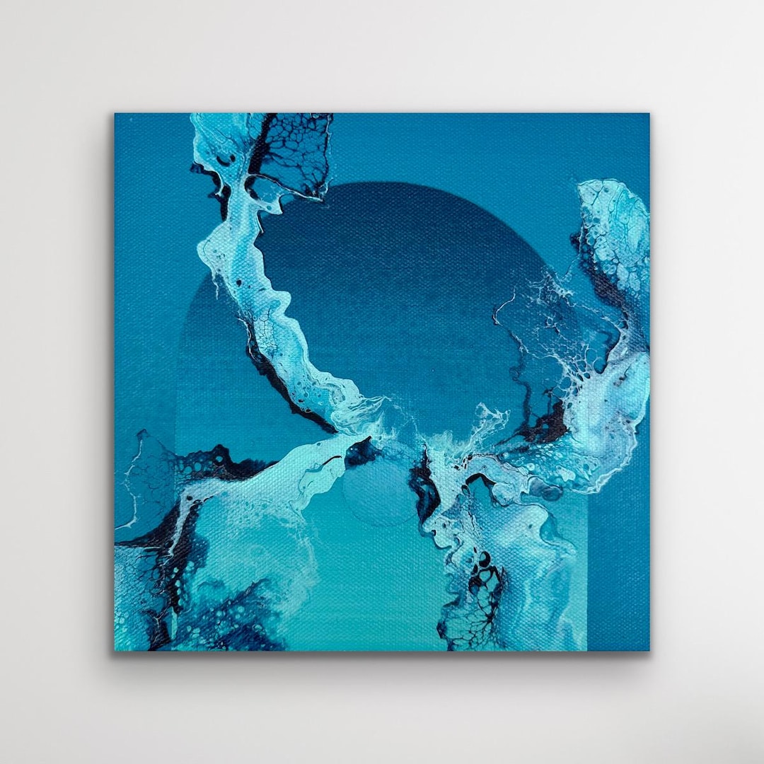 Beautiful Mini Gradient Dutch Pour, Shades of Blue Ocean Inspired Fluid ...