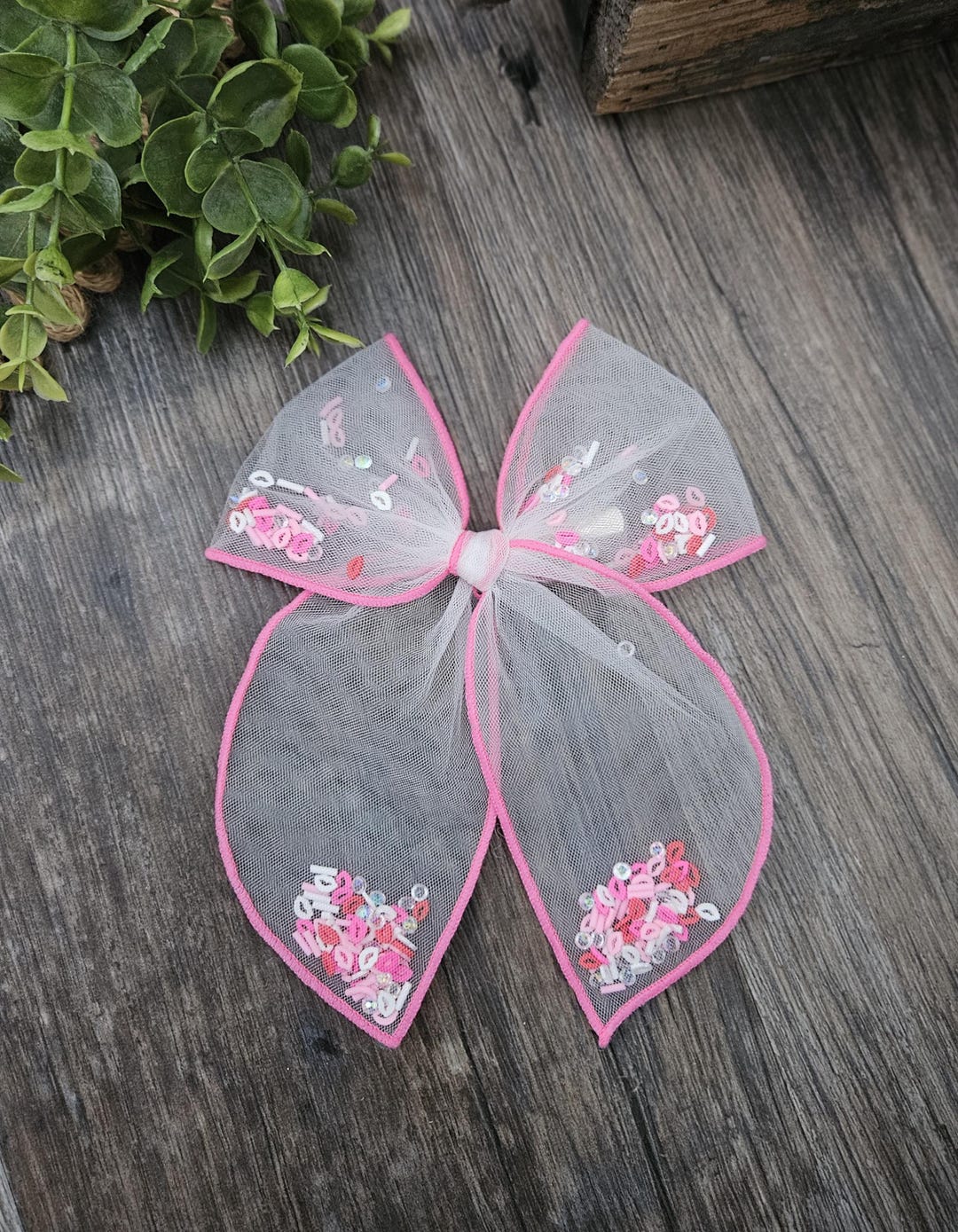 Valentine's Day Hairbow, Pink Mesh Bow, Kiss Lips Bow, Be Mine Bows ...