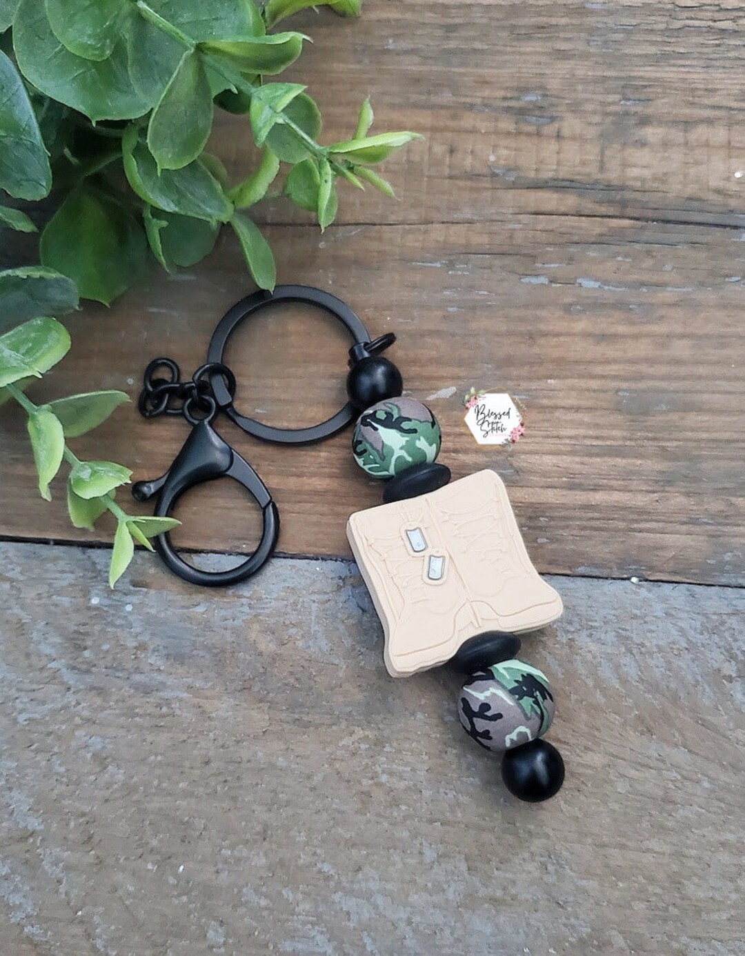 Silicone Bead Military Boot Keychain, Soldier & Camouflage Keyring ...