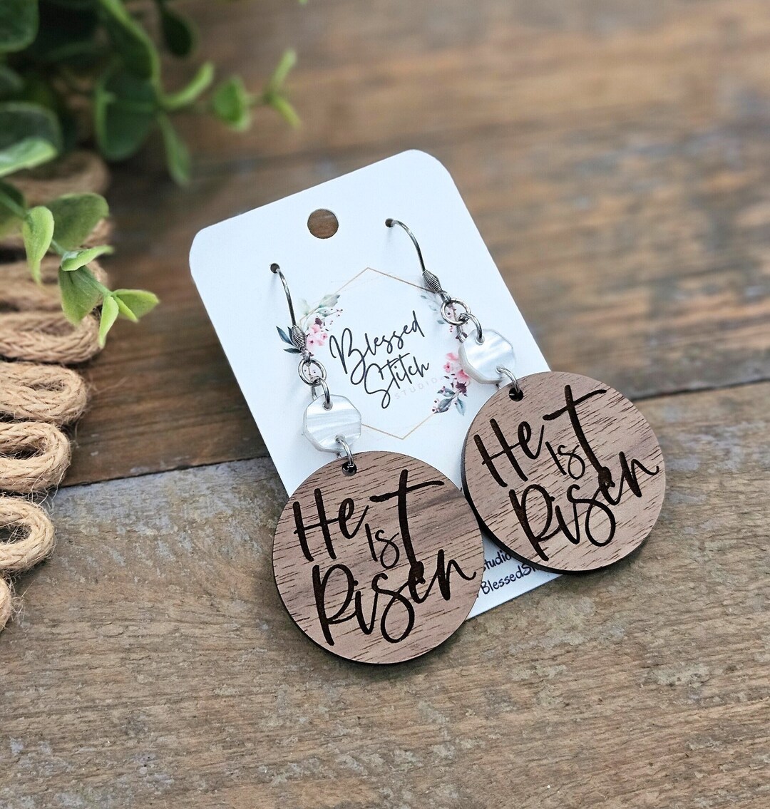He is Risen Earrings, Christian Cross Jewelry, Wood Faith Dangle ...
