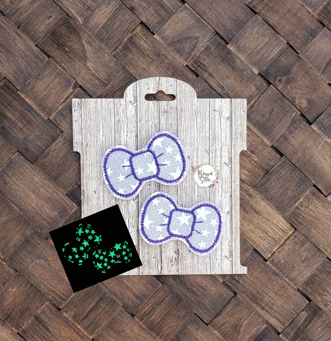 Purple Sparkle Glow in the Dark Hair Clips, Purple Shimmer Piggie Set ...