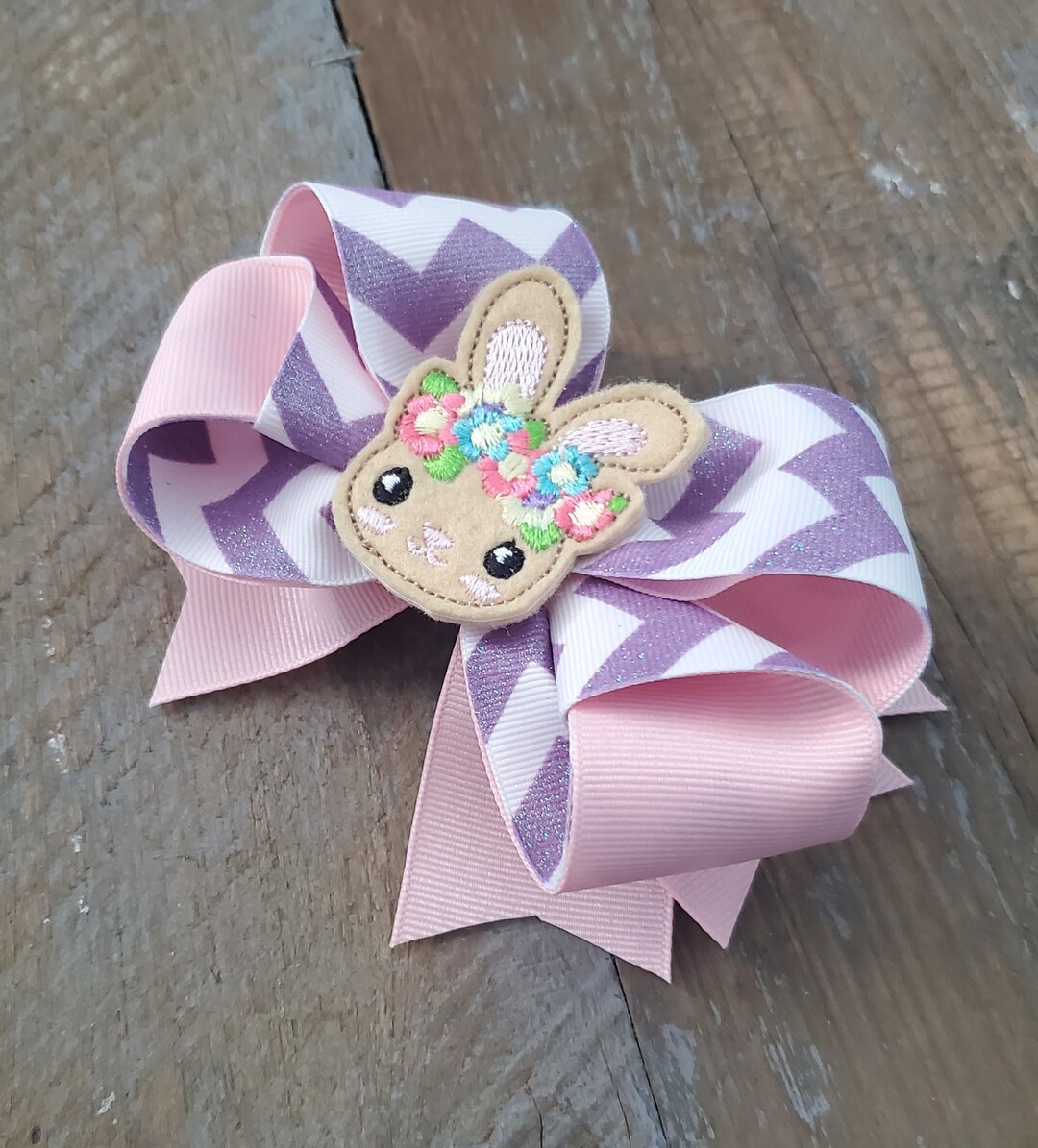 5" Easter Bunny Bow, Pastel Pink Bow, Holiday Bow, Toddler Bow, Easter ...