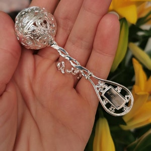 Baby's First Silver Rattle. Magic Sound Baby Toy. Personalised Newborn ...