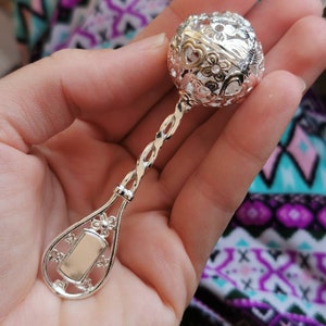 Baby's First Silver Rattle. Magic Sound Baby Toy. Personalised Newborn ...