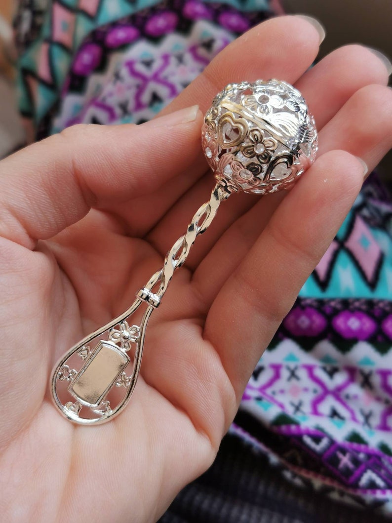 Baby's First Silver Rattle. Magic Sound Baby Toy. Personalised Newborn ...