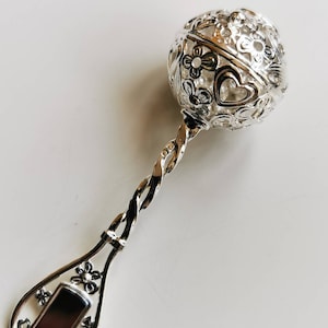 Baby's First Silver Rattle. Magic Sound Baby Toy. Personalised Newborn ...