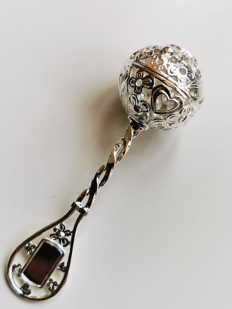 Baby's First Silver Rattle. Magic Sound Baby Toy. Personalised Newborn ...