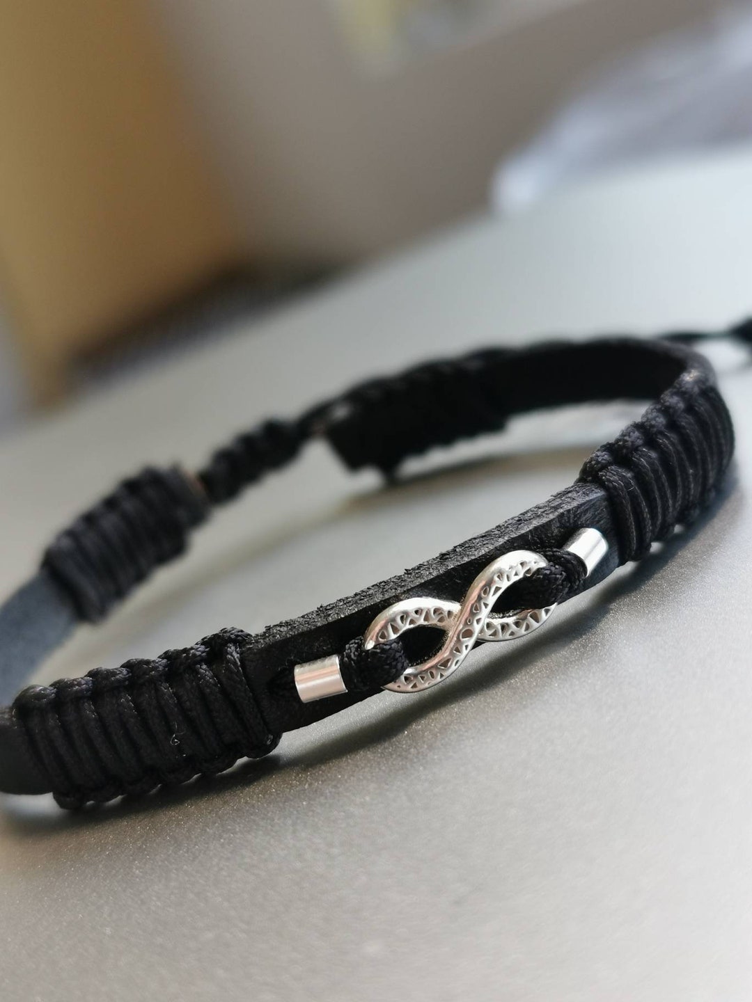 Leather Infinity Men's Bracelet. Anniversary Gift for Him. Long ...