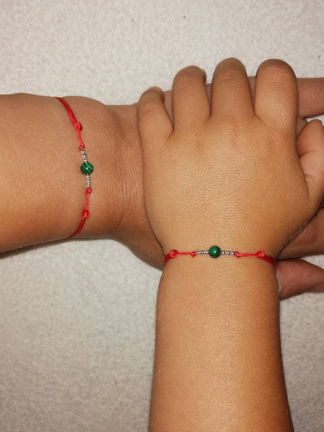 Kabbalah Mom and Baby Protection Bracelets. Green Malachite Gemstone ...