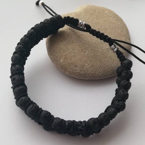 Men's Lava Bracelet. Double Lava Gemstone Bracelet.healing Gemstones ...