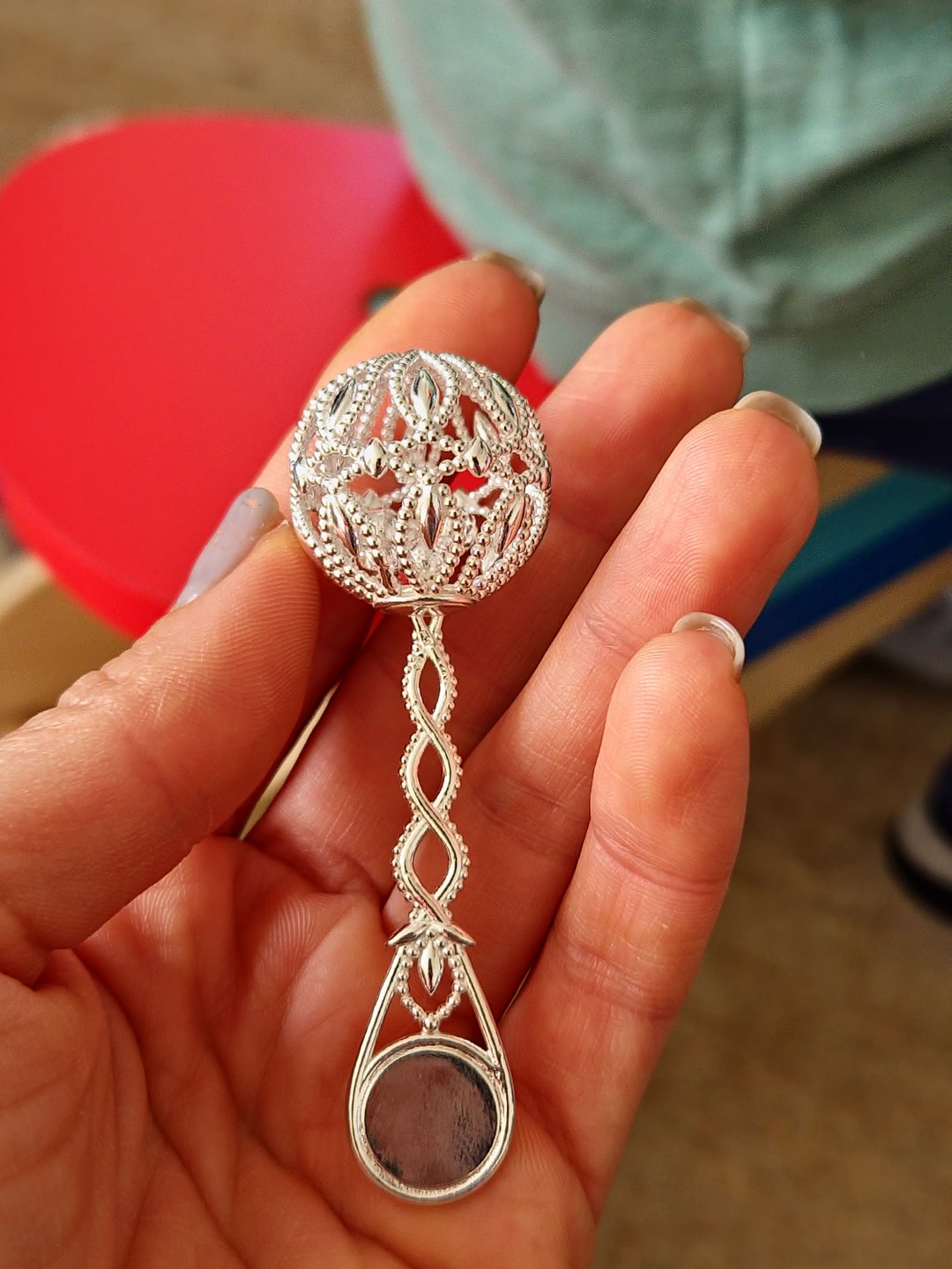 Baby's First Silver Rattle. Magic Sound Baby Toy. Personalised Newborn ...