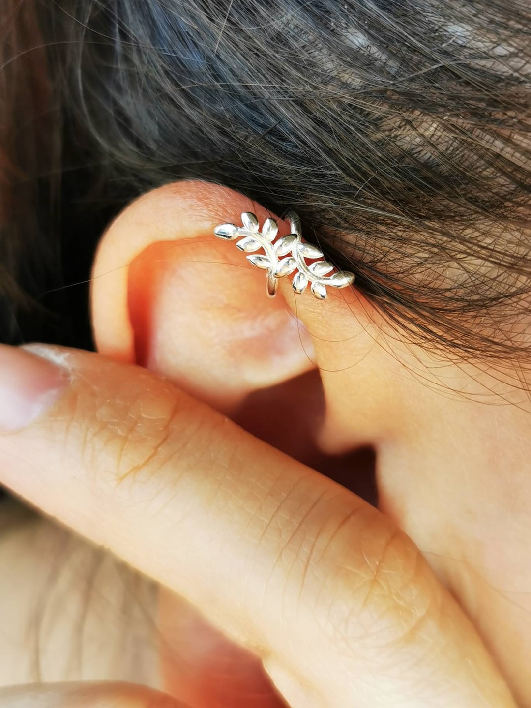 Long Leaf Silver Ear Cuff by Kathryn's Bracelets, No Needed Pearcing ...
