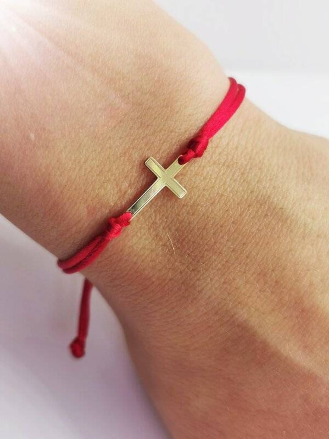 14k Gold Cross Kabbalah Red Thread Women's Bracelet. Protection Red ...