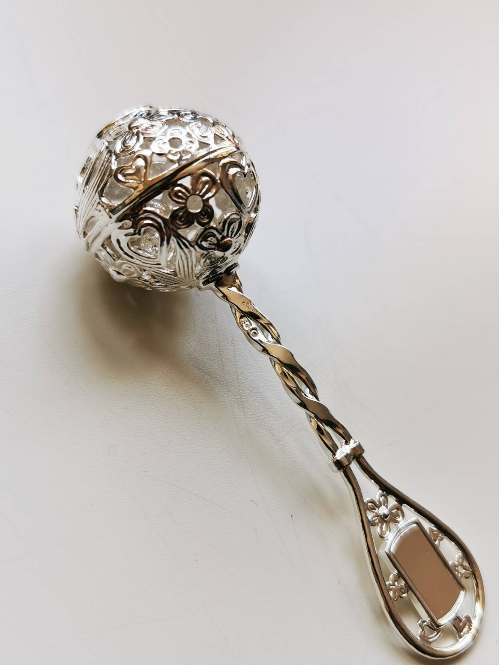 Baby's First Silver Rattle. Magic Sound Baby Toy. Personalised Newborn ...