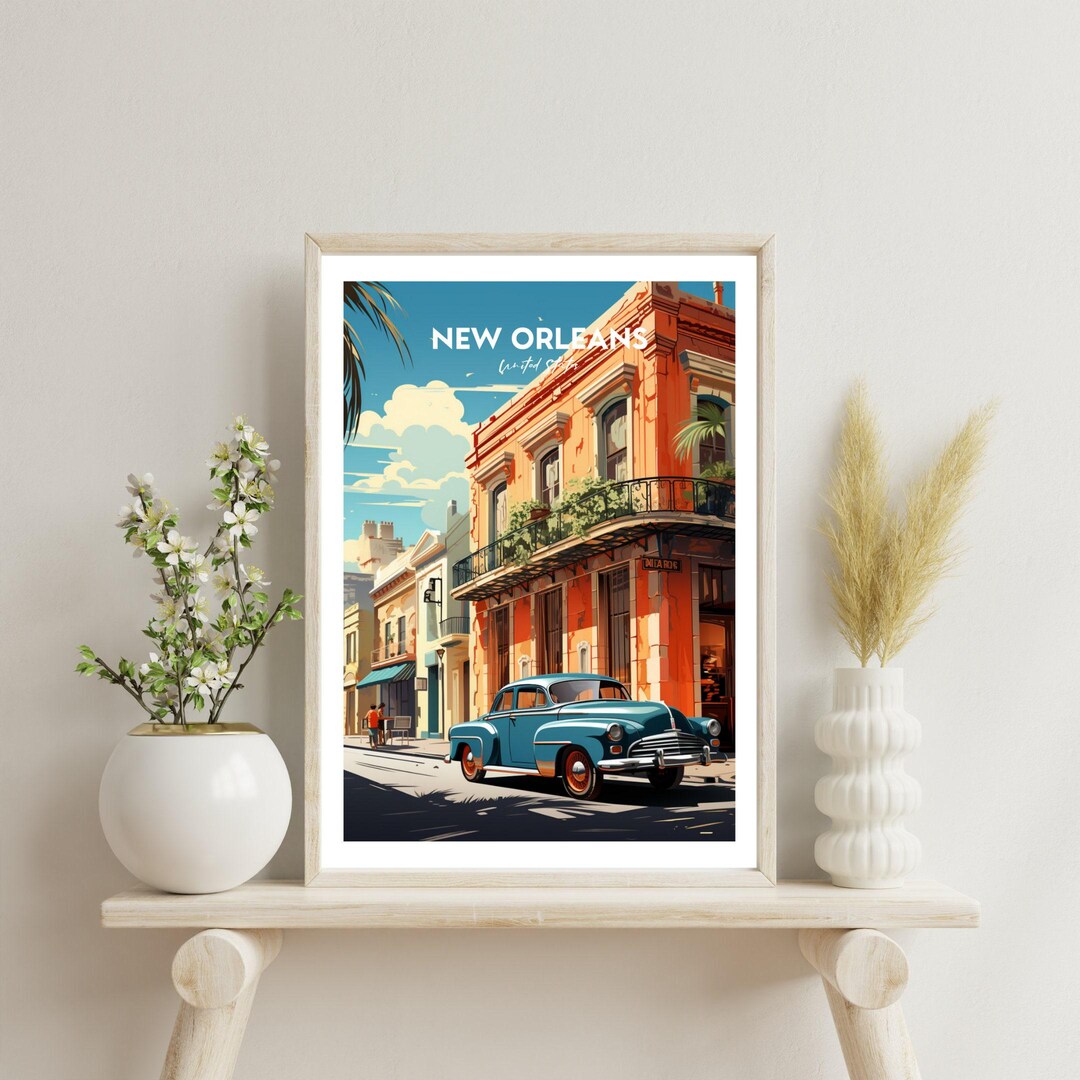 New Orleans Travel Print Wall Art Louisiana USA Travel Poster Hanging ...