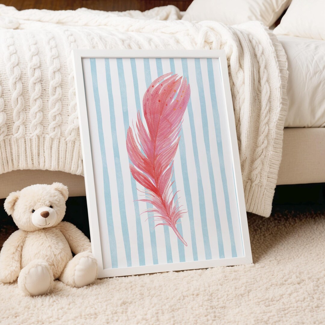 Pink Feather Print | Watercolor Feather Wall Art | Boho Nature Print ...