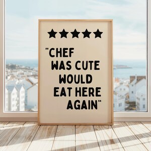 Five Stars Chef Was Cute Would Eat Here Again Wall Art | Funny ...