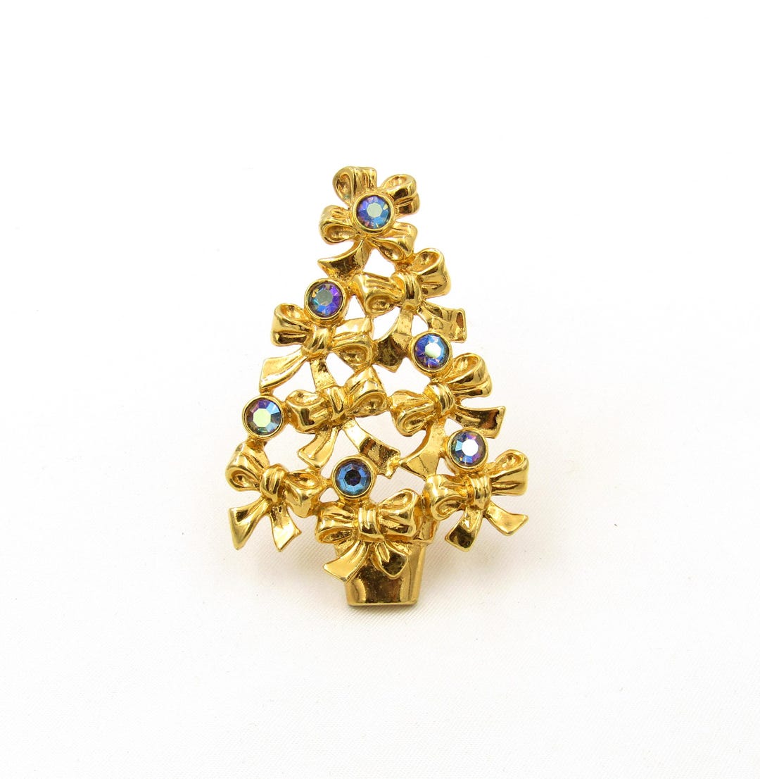 Avon Christmas Tree Pin With AB Stones - Etsy