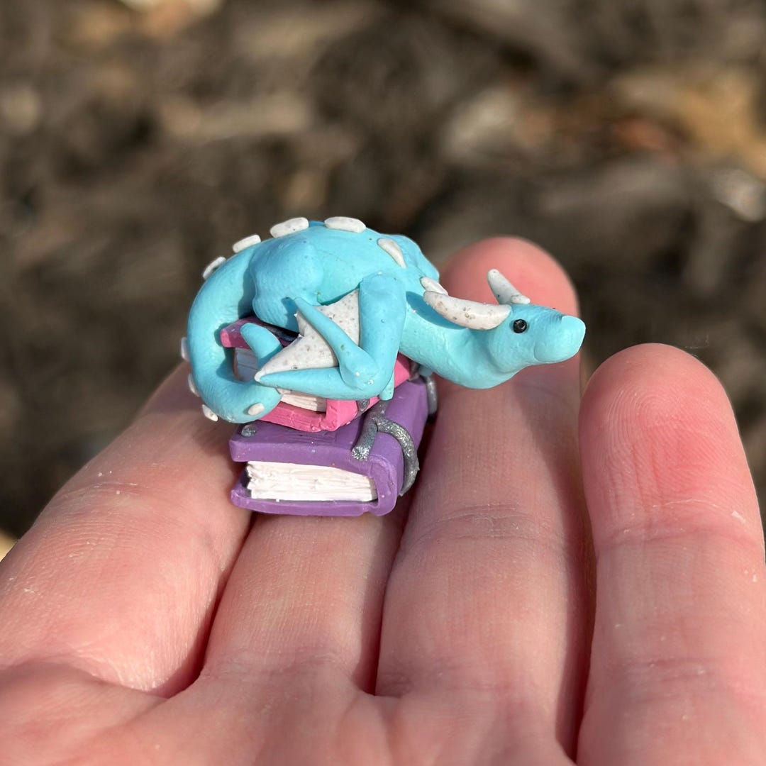 Blue Mini Book Stack Dragon - Etsy