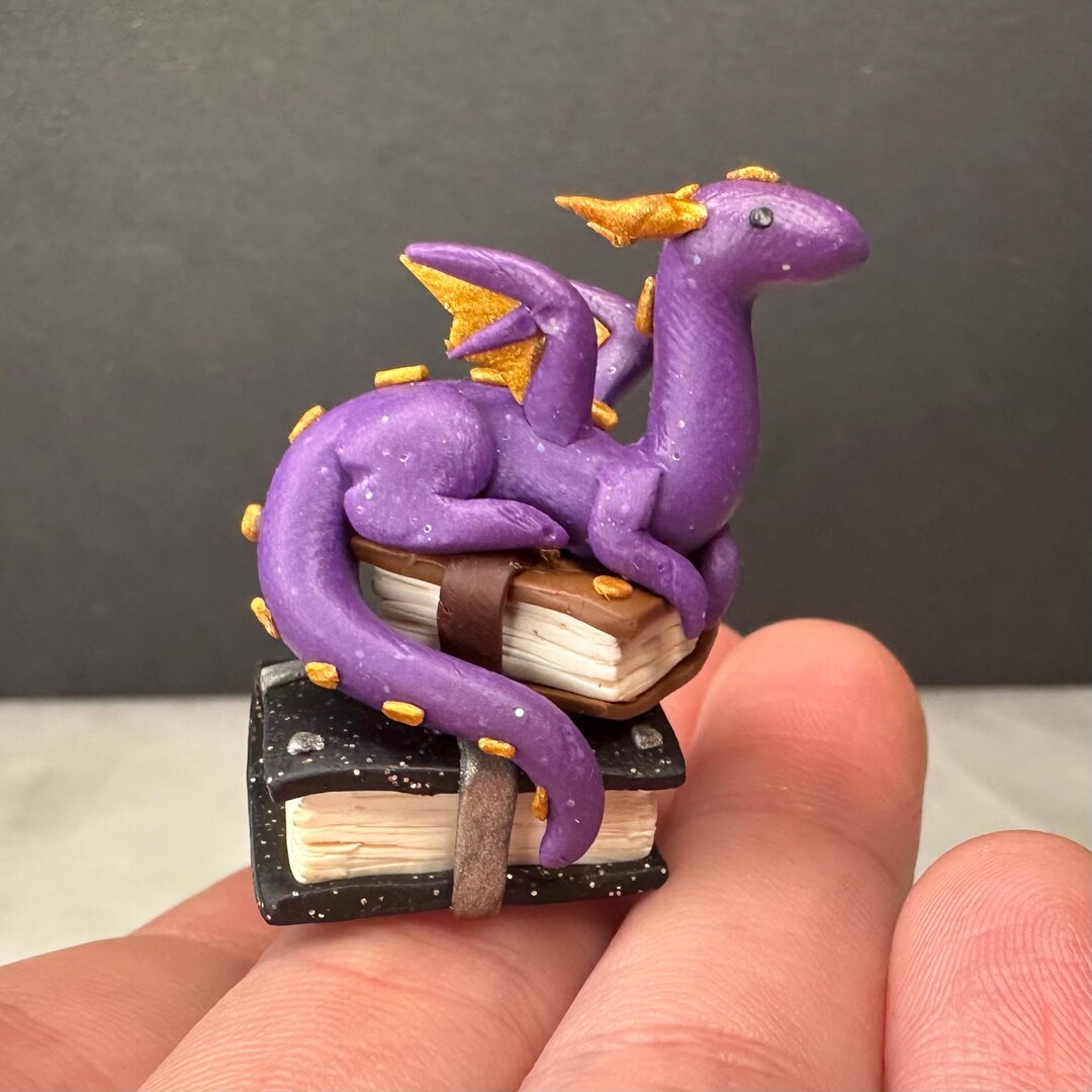 Purple Mini Book Stack Dragon - Etsy