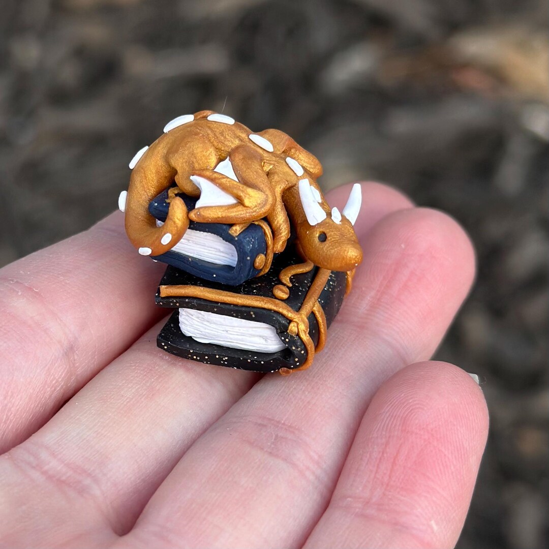 Golden Mini Book Stack Dragon - Etsy