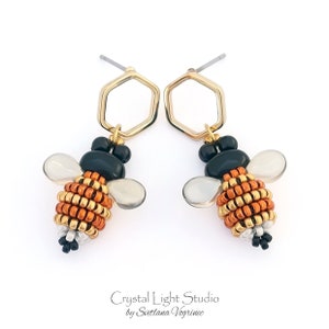 Bee Seed Bead Earrings Beading Pattern, Beaded Bumble Bee Tutorial, DIY ...